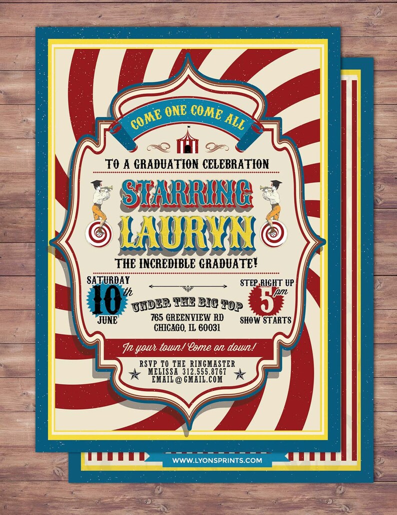 CIRCUS Graduation Invitation- Carnival Invitation-prom- Graduation ...