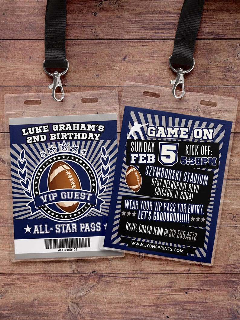 Football Ticket Invitation // All Star Birthday // VIP Pass | Etsy