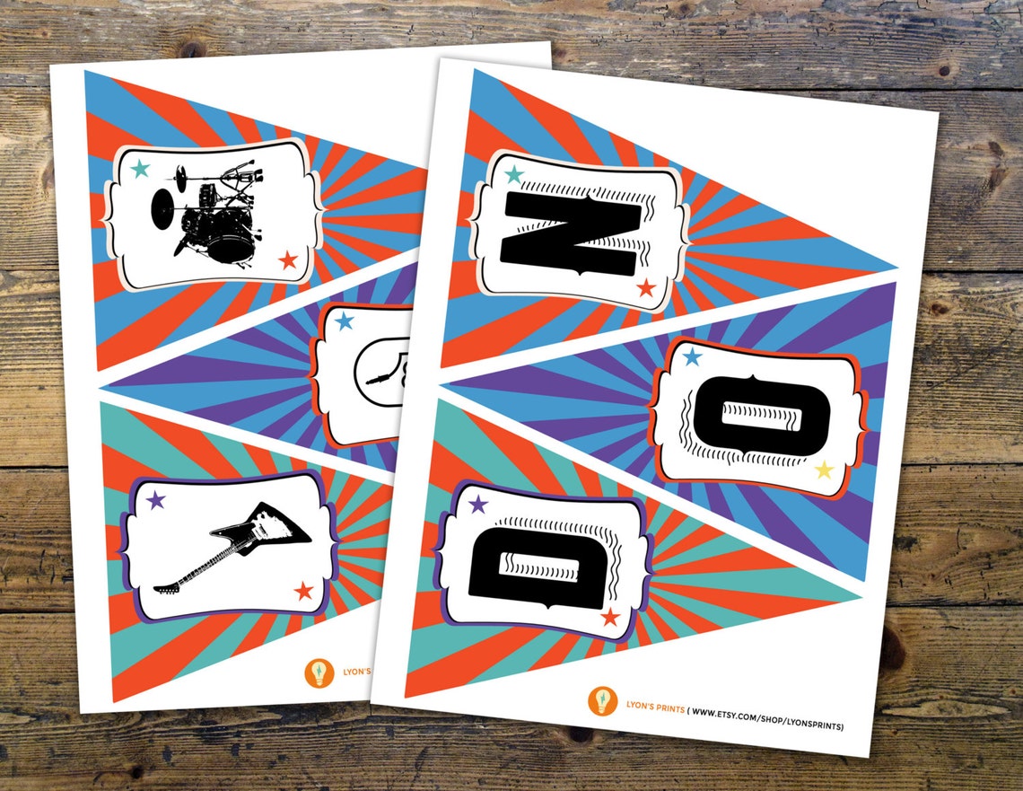 Rockstar Bunting Personalized DIY Printable Pennant Banner - Etsy