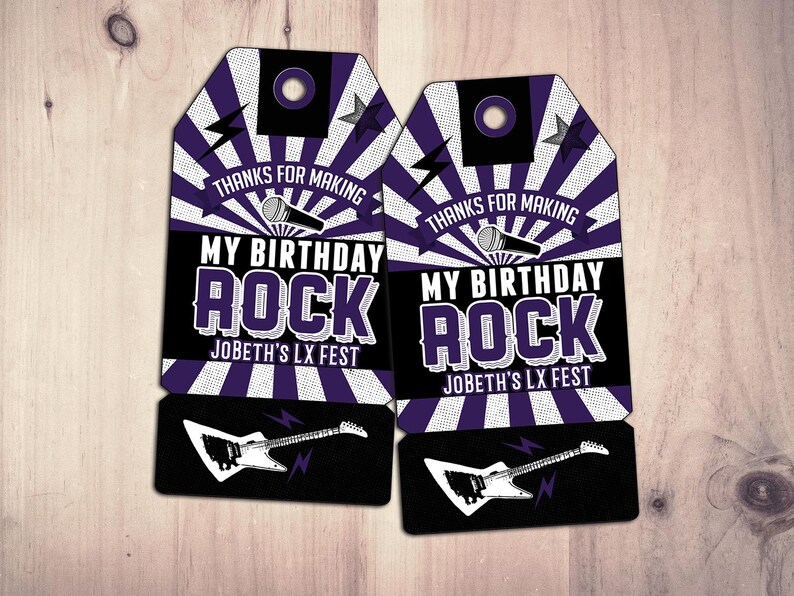 Party Favor Tag, Rockstar Birthday, Favor, Boy Birthday, Personalized ...