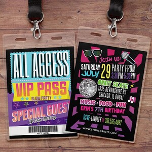 Retro Neon VIP PASS Backstage Pass Vip Invitation | Etsy