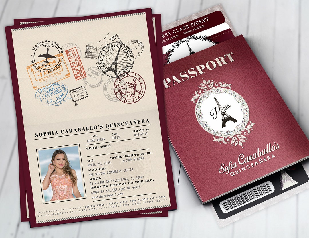 PASSPORT and TICKET Invitation, Girl Birthday Party Invitation- Travel ...