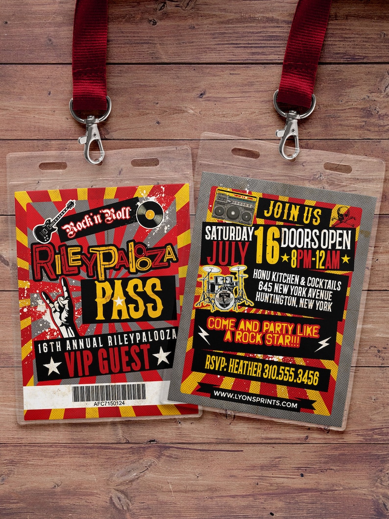 Rock Star, VIP PASS, Backstage Pass, Vip Invitation, Birthday, Pop Star ...