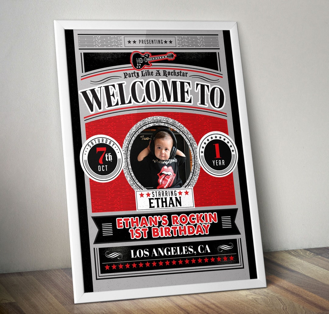 Rock Star Welcome Poster, Rockstar Party Decor, Baby Shower, Rock Star ...