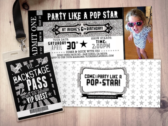 ROCK STAR Concert Ticket Birthday Party Invitation Music - Etsy