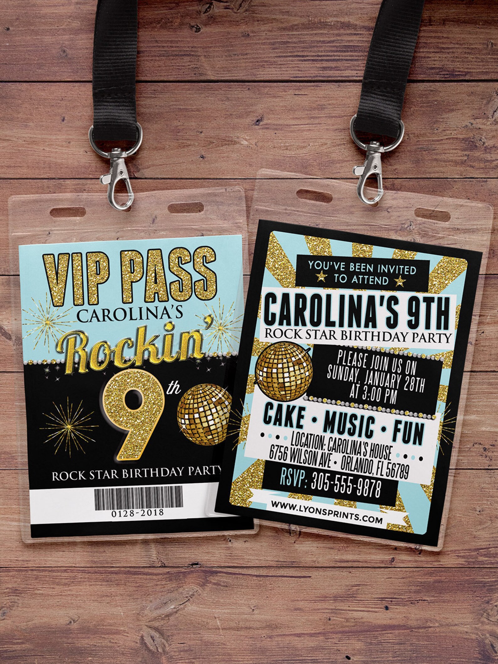 Any Age, Birthday Invitation, Rock Star, VIP PASS, Backstage Pass ...