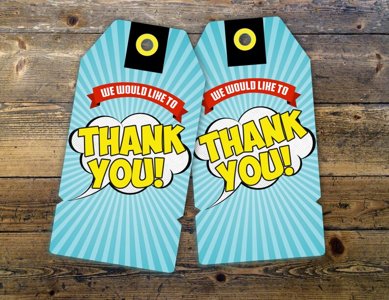 Comic, Favor Tag, Retro Birthday, Retro Party, Super Hero, Birthday ...