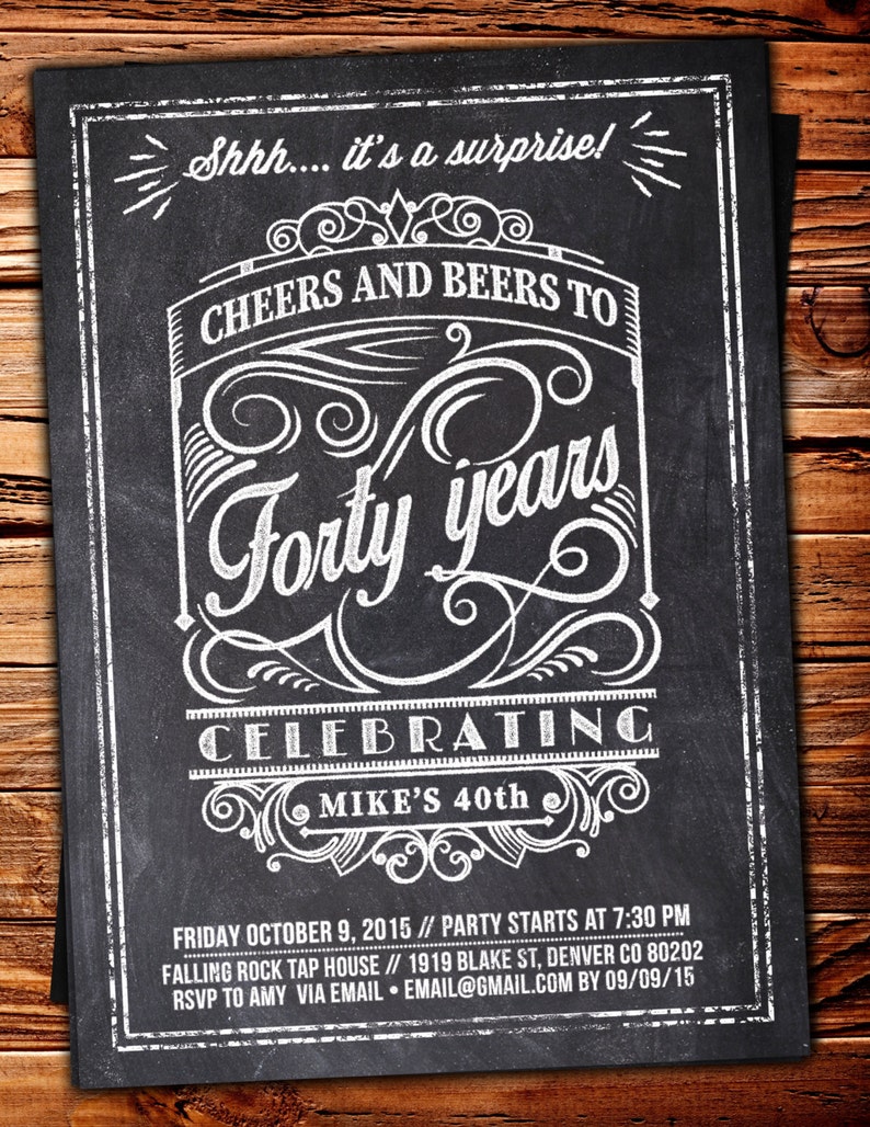 Cheers And Beers Birthday Party Invitation Chalkboard 30th Etsy