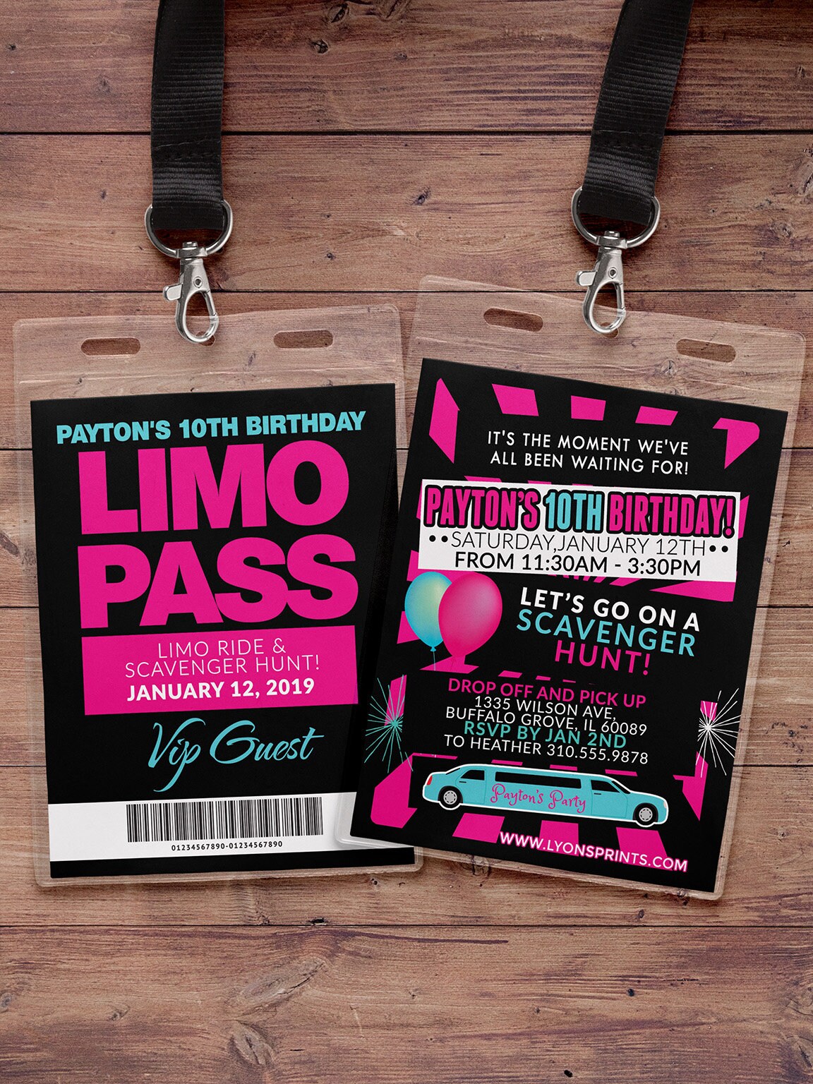 VIP PASS, Limo pass, Birthday party, 21st birthday, backstage pass ...