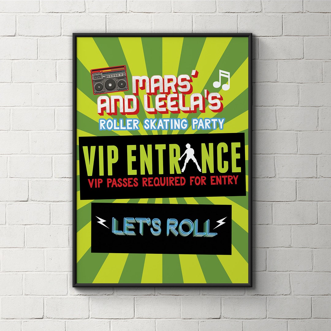 Welcome Roller Skating Party Sign, Digital File Only, Neon Party, Glow ...