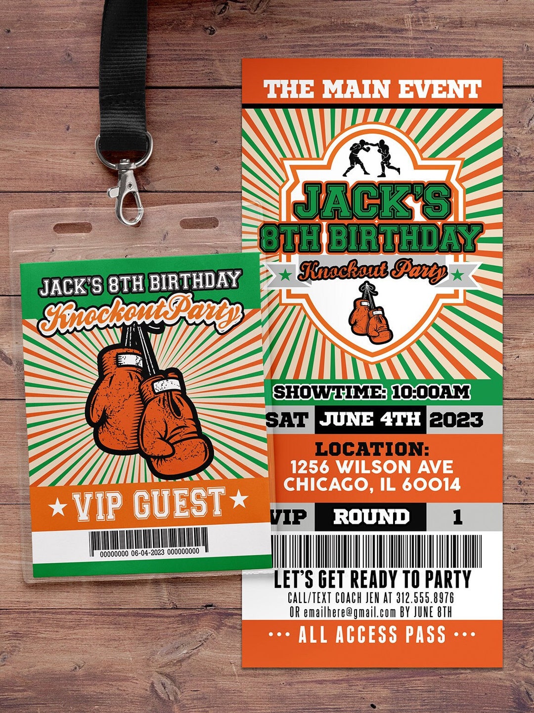 Boxing Ticket Invitation, Knockout Invite, Boxing Birthday Party, Boxing, Boxing Baby Shower ...
