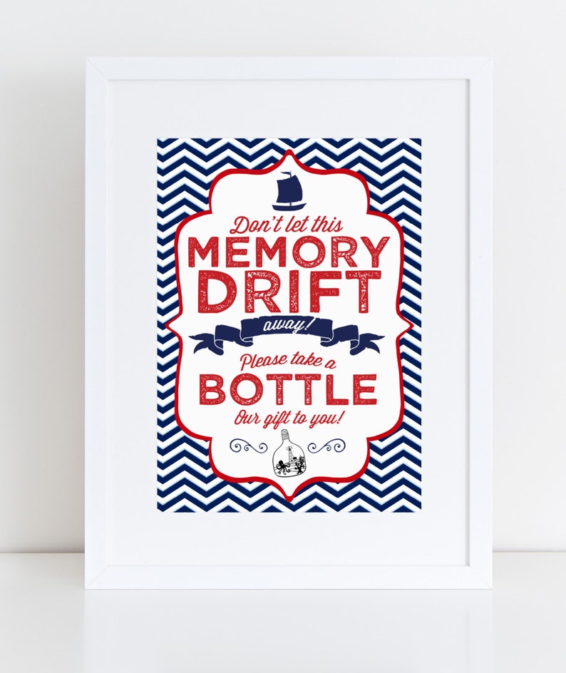 4 Nautical Baby Shower Signs, Navy Blue, White and Red, Printable ...