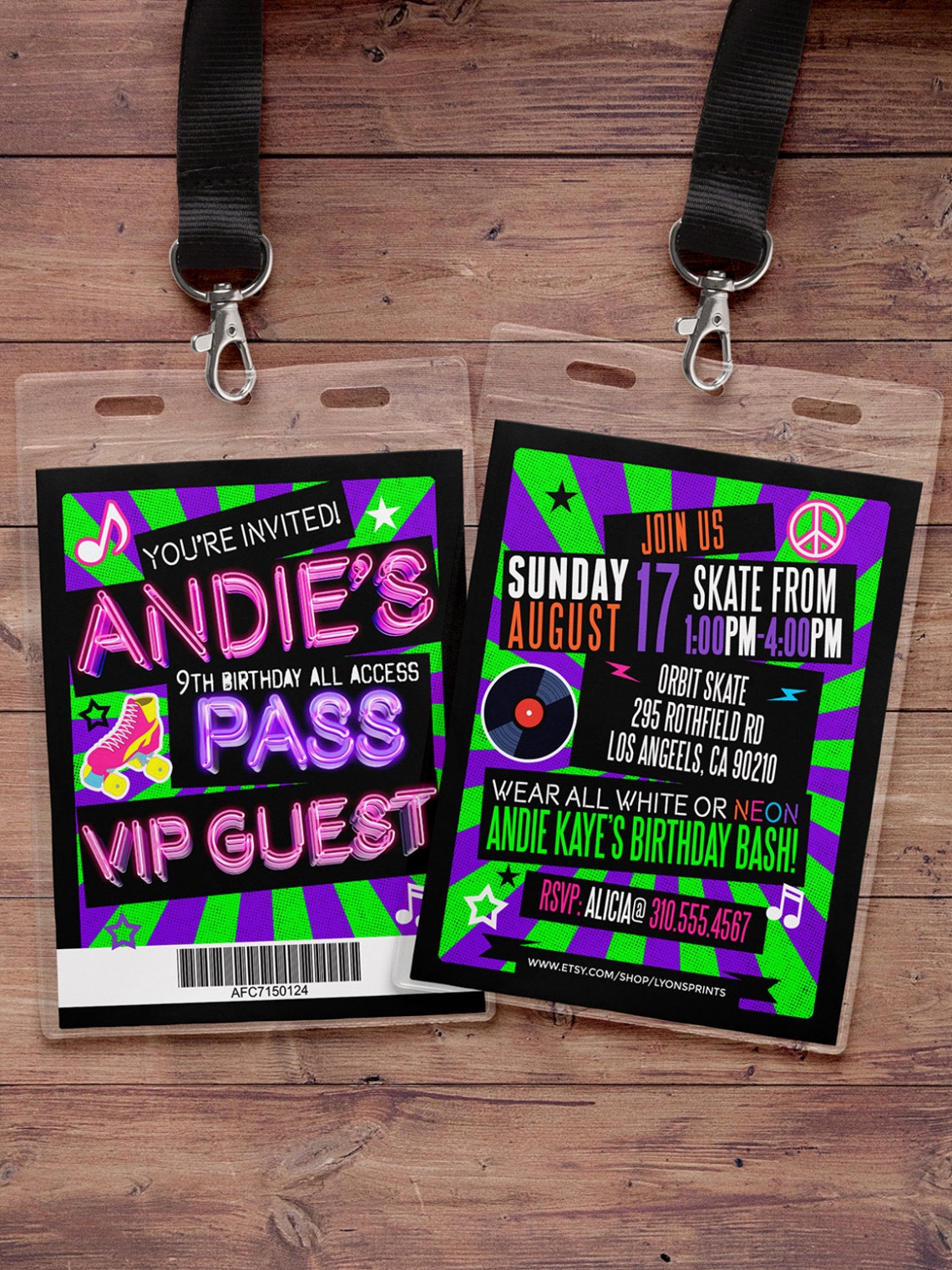 Retro Neon VIP PASS Backstage Pass Vip Invitation | Etsy