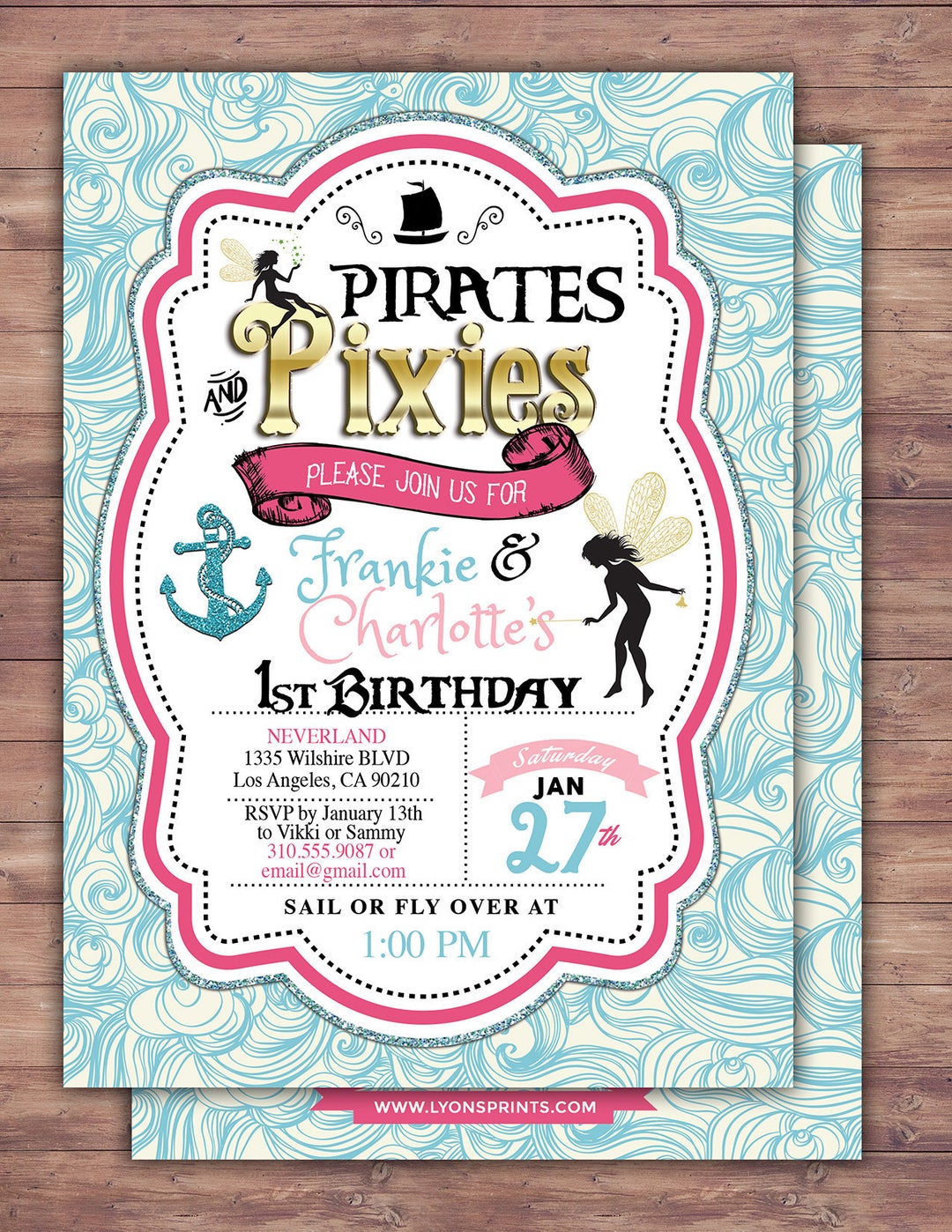 Pirates and Pixie, Party Invitations, Pirate, Princess, Pixie ...