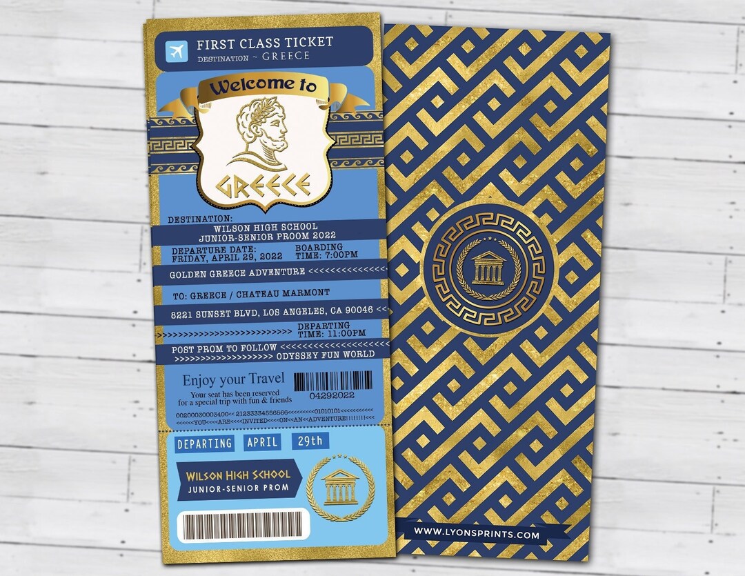 Prom, Passport and Ticket Invitation, Greece Passport, Mediterranean ...