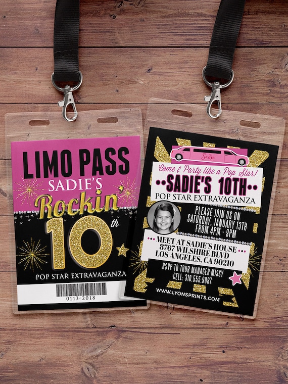 VIP PASS, Limo pass, Birthday party, 21st birthday, backstage pass ...