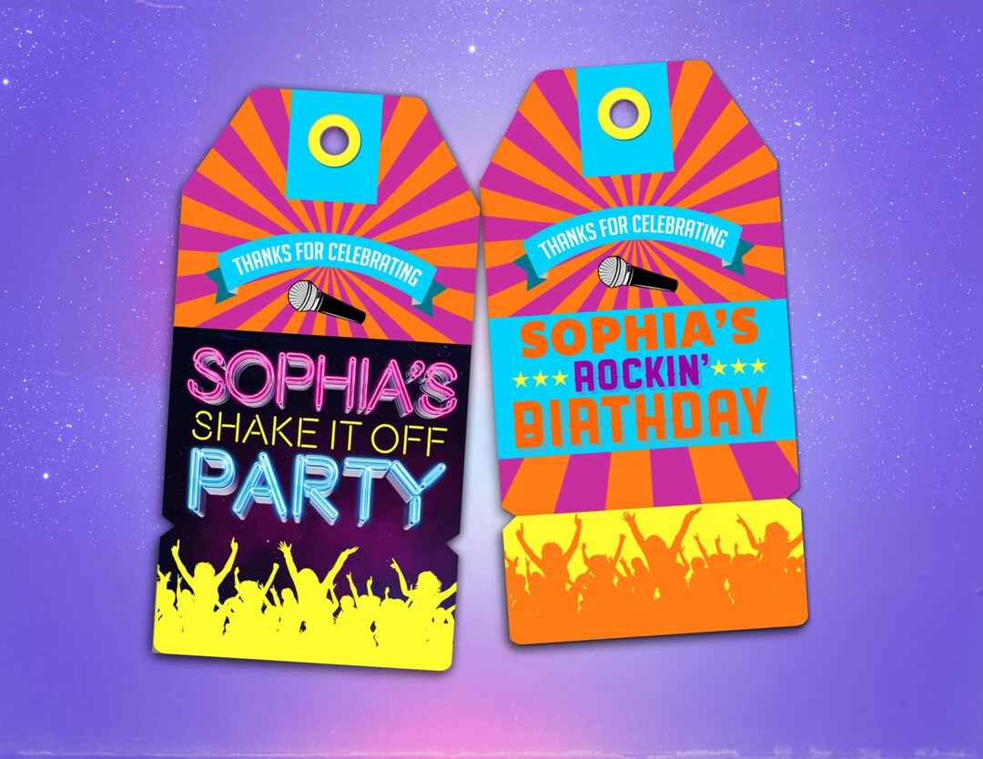 Party Favor Tag Pop Star Birthday Party, Party Favor Tag, Girl Birthday ...