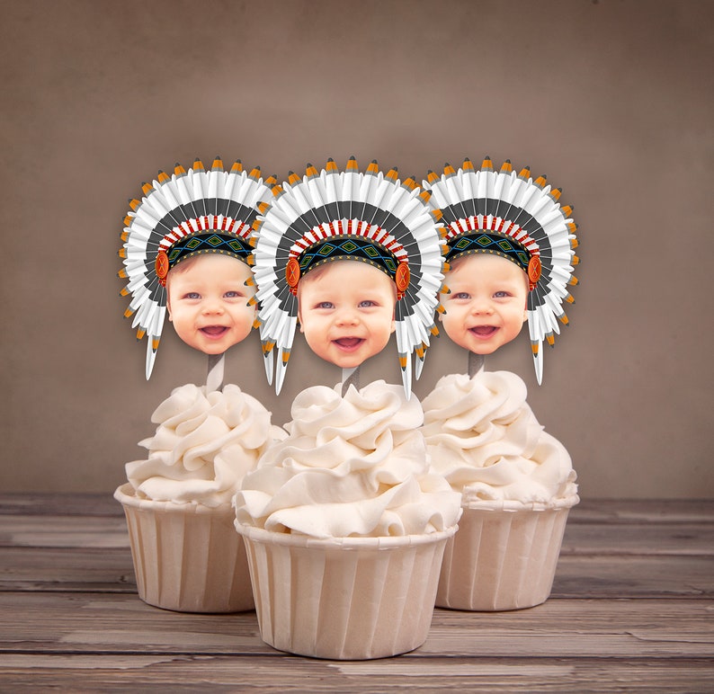 Photo Cupcake Toppers, Digital File, Indian, Chief, Western,, First ...