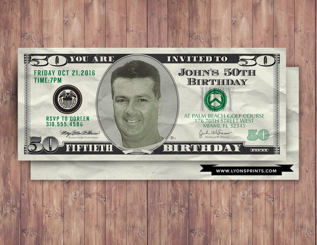ANY AGE, Money, Invitation, 21st, 30th, 40th, 50th, 60th, 70th ...