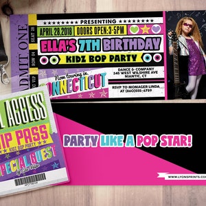 Pop Star Rock Star Concert Ticket Birthday Party Invitation | Etsy