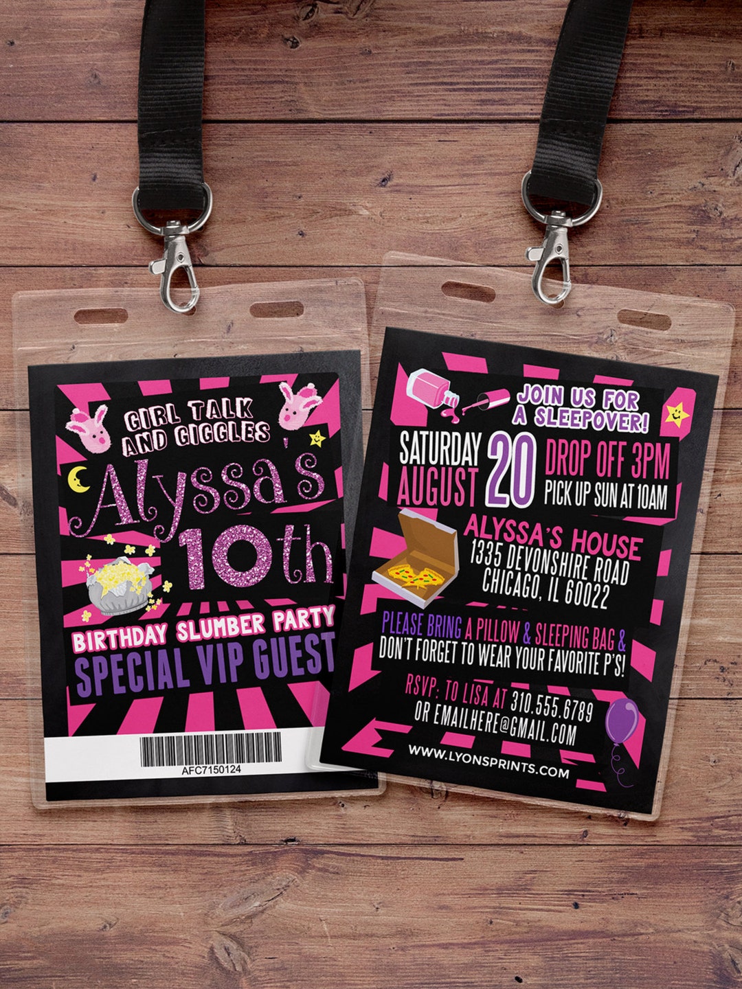 VIP Pass, Slumber Party Invitation, Pajama Party, Sleepover Invitation ...