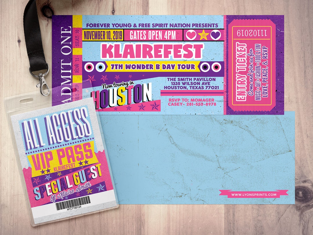 Pop Star, Rock Star Concert Ticket Birthday Party Invitation- Music ...