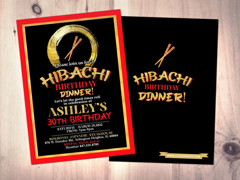 Hibachi Party Invitation Hibachi Birthday Invitation | Etsy