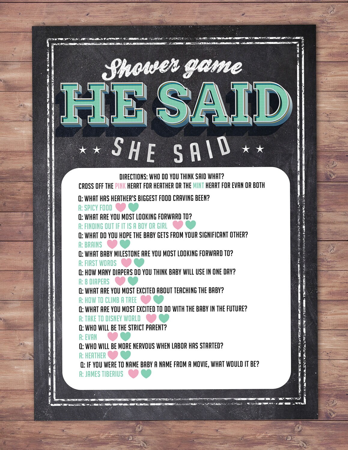 He Said She Said Baby Shower Game Baby Is Brewing Coed Baby Shower 