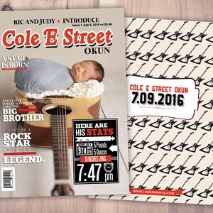 Rock Star Magazine Theme Birth Announcement, Baby Boy, Rockstar, Baby ...