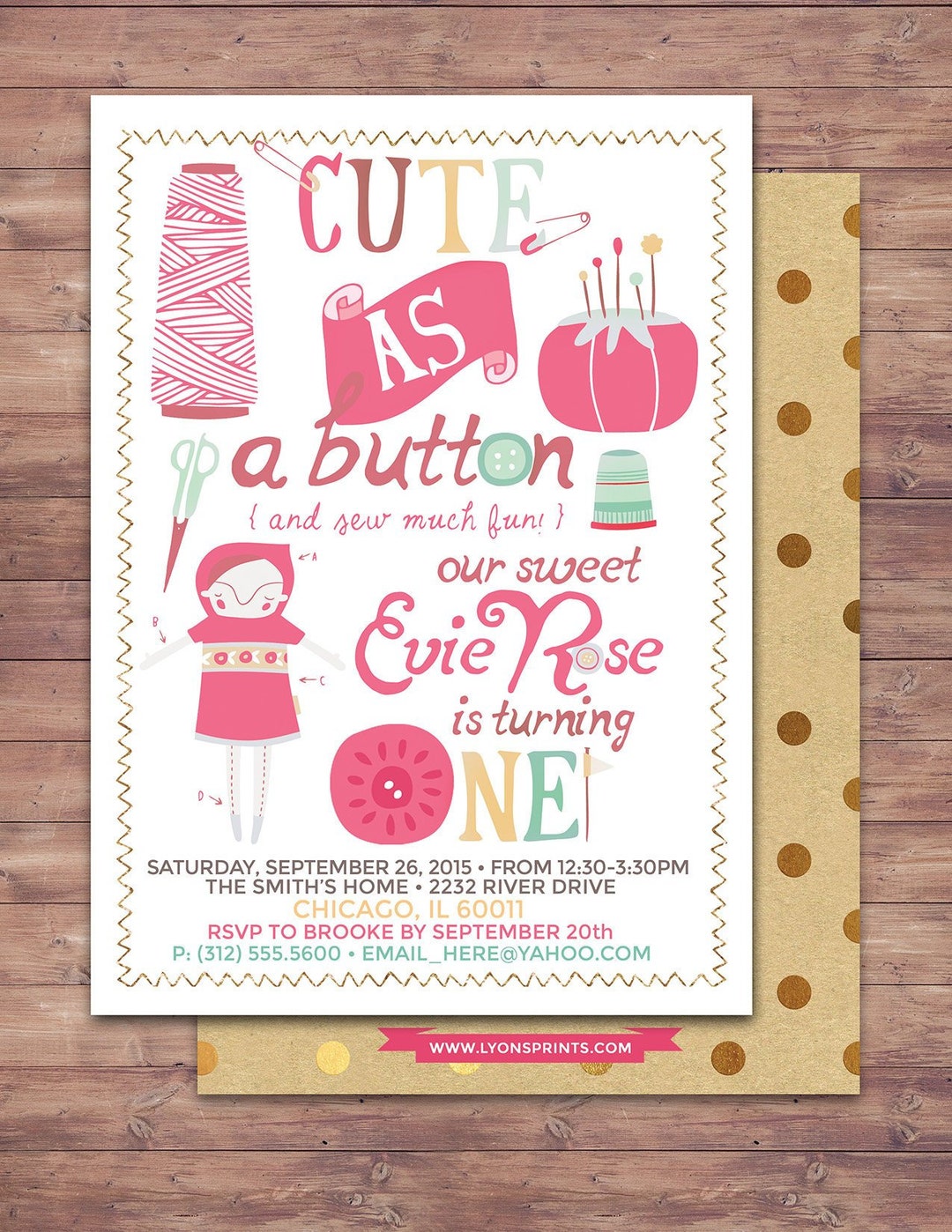Cute as a Button Invitation, Button Invitation, 1st Birthday Invitation ...