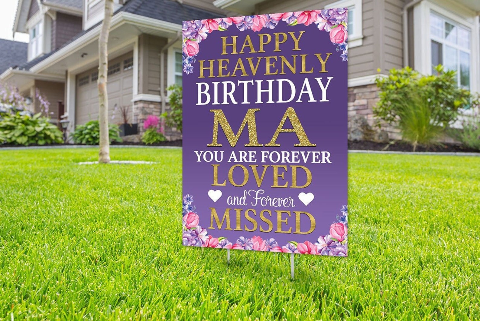 Yard Sign, Funeral Sign Design, Digital File Only, Memorial Sign, Happy ...
