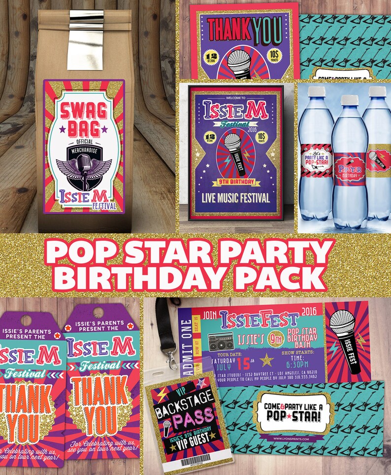 Party Pack, Party Decorations,birthday Party, Rockstar Invitation ...