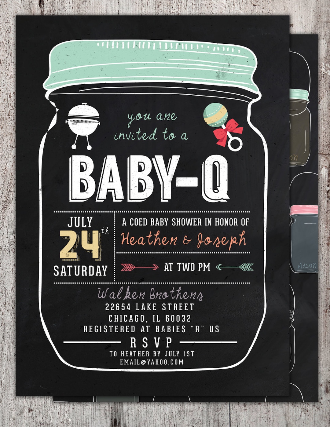 BABY Q Invitation, Babyq Baby Shower Invitation, Backyard BBQ Invite ...