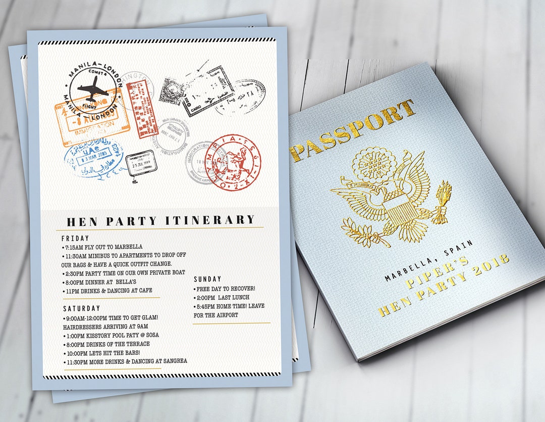 Travel Theme Passport Menu, Itinerary (digital Files Only) - Etsy