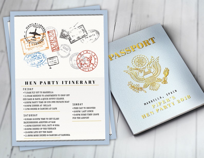 Menu Itinerary Passport Precious Cargo Travel Theme | Etsy