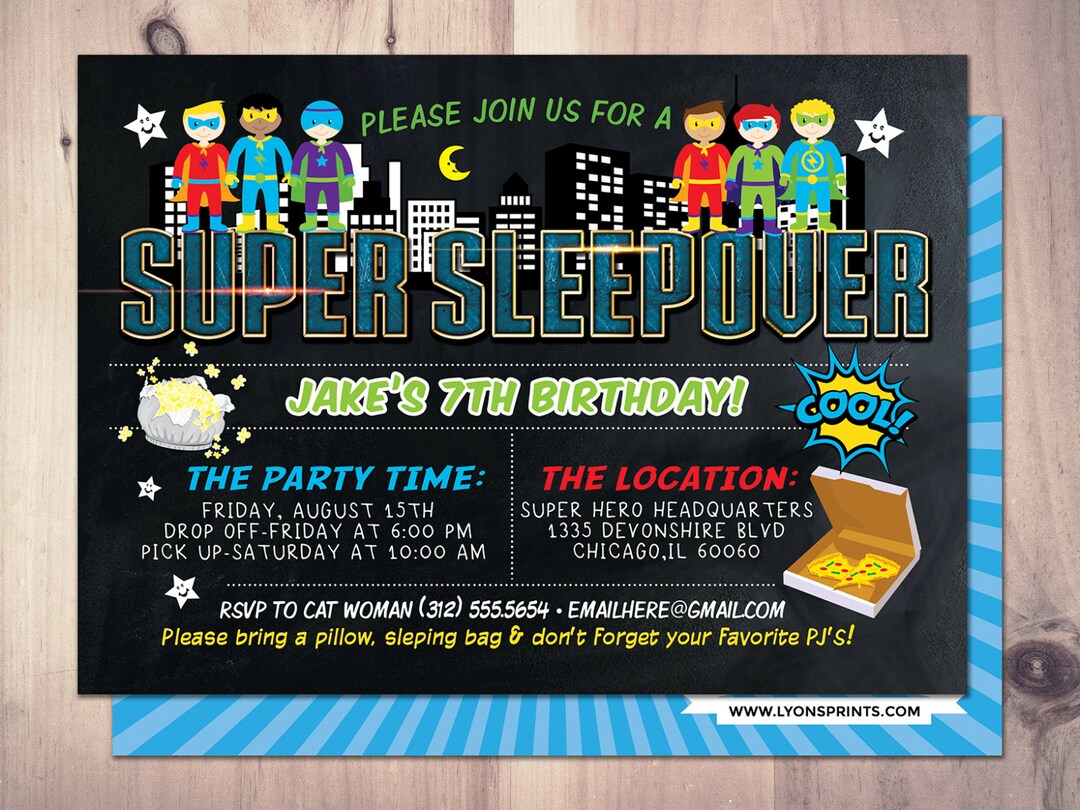 Super Hero Party Invitation / Sleepover Invitation / Super Hero ...