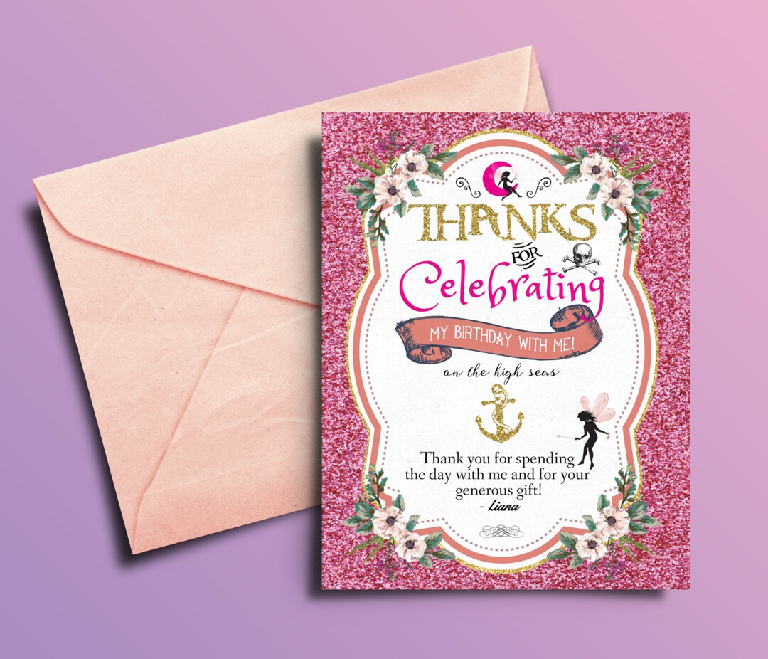 Fairy, Pixie, Thank You Card, Pirate and Princess Birthday Invitation ...