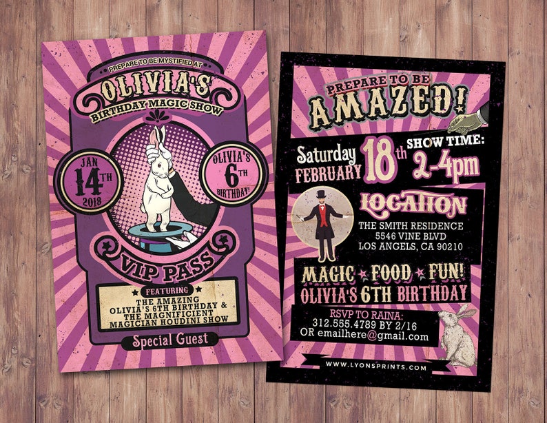 Magic Party Invitation Magic Birthday Invitation Magician | Etsy