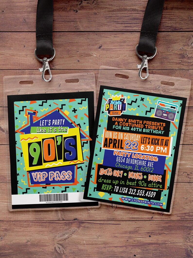 90s Party, 80s Party,hip Hop, Throwback, VIP PASS, Backstage Pass, Vip ...