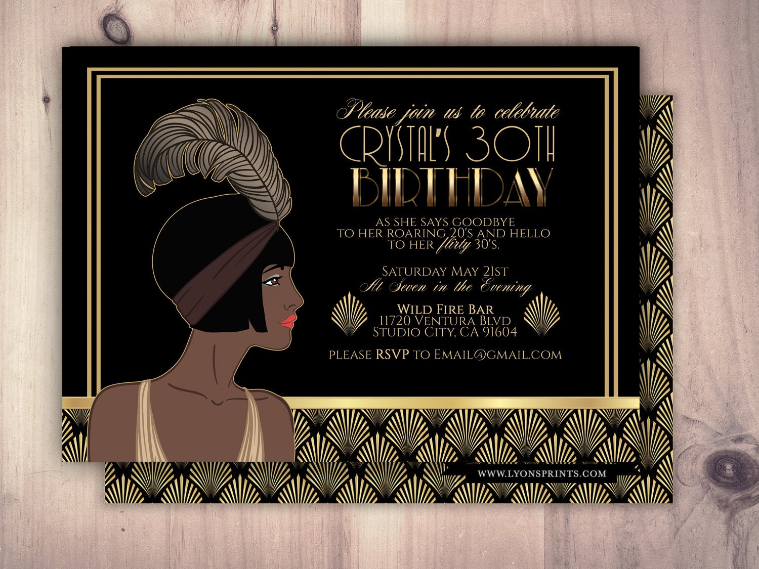 Great Gatsby Birthday Invitation Roaring 20s Hollywood Film Theme