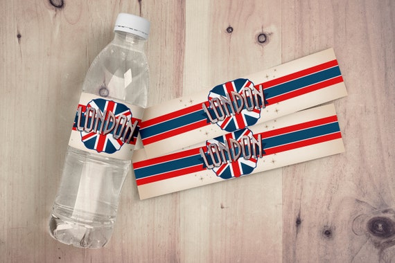 London water labels, UnionJack labels, British, Great Britain, Travel ...