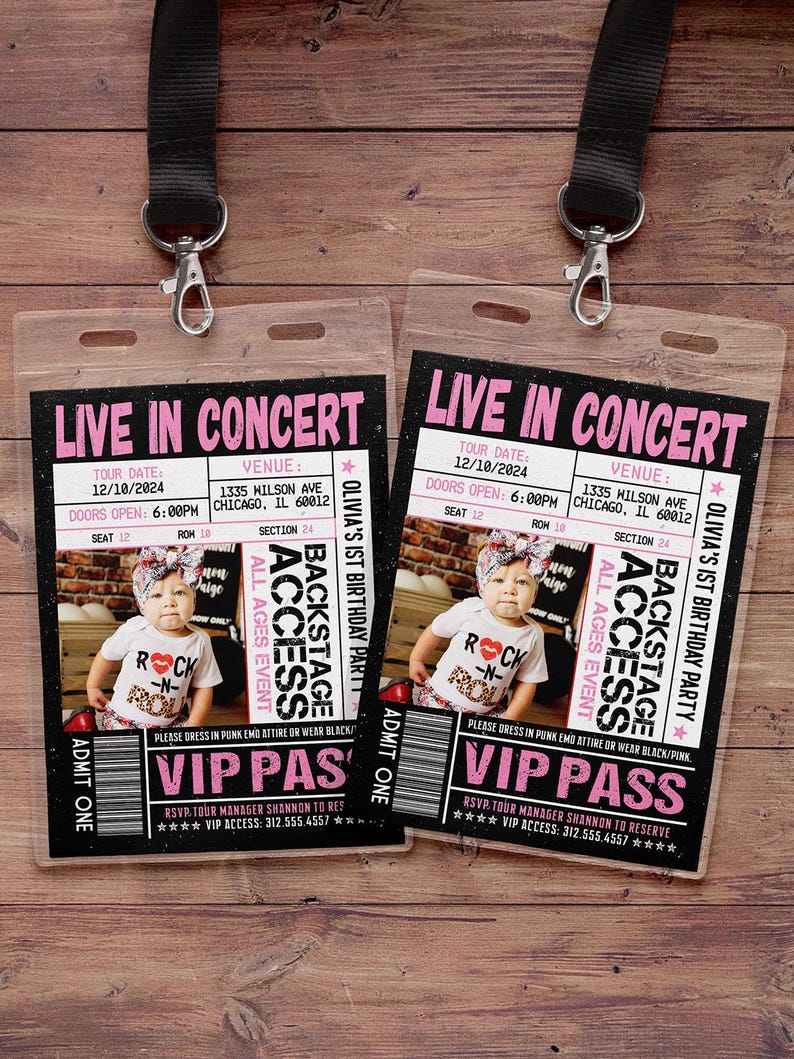 VIP Pass Invitation, Backstage Pass, VIP Invitation, Birthday Invite ...