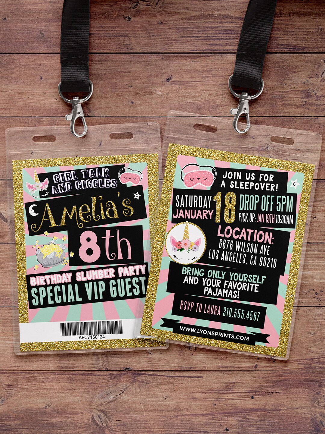 VIP Pass, Slumber Party Invitation, Pajama Party, Sleepover Invitation ...
