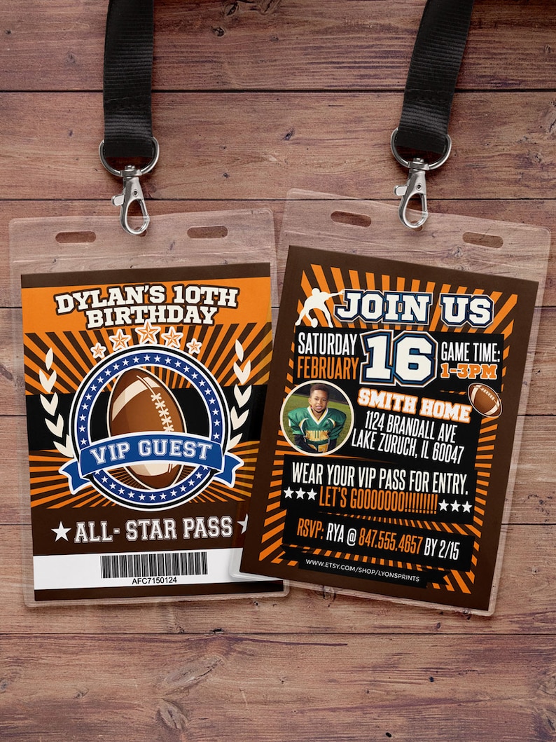 Football Ticket Invitation // All Star Birthday // VIP Pass | Etsy