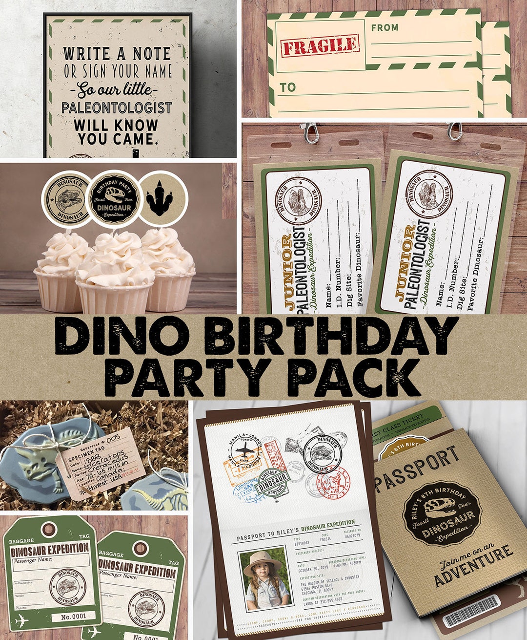 Dinosaur Dig Party Party Pack, Dinosaur Birthday Invitation, Party ...