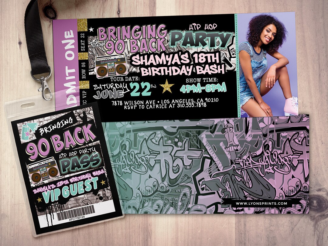 Hip Hop Birthday Invitation, Ticket Invitation, Hip Hop Party ...