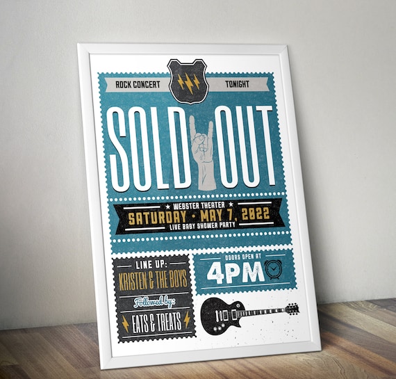 Rock Star theme poster, rockstar, baby shower, rock star party, pop ...