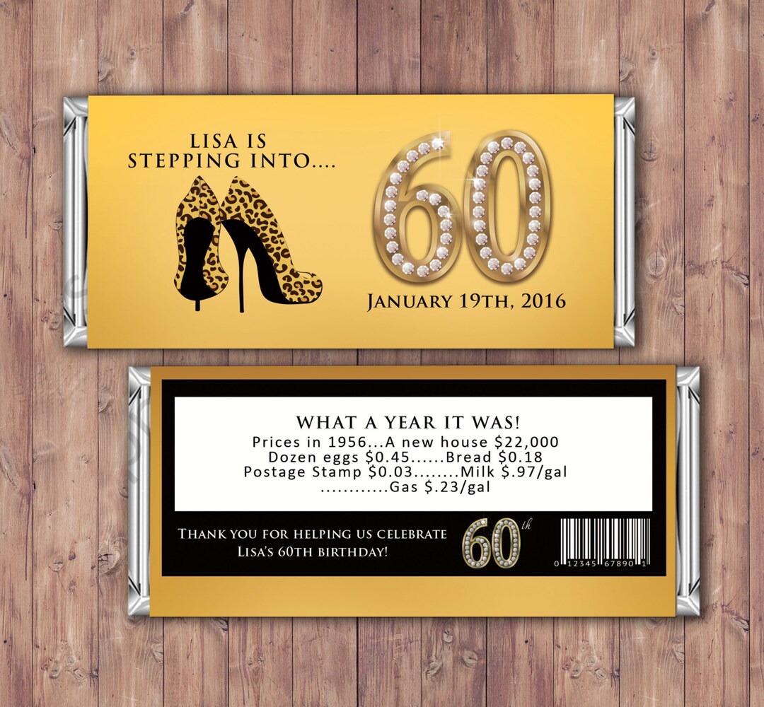 Digital Birthday Candy Bar Wrapper Covers, Birthday Chocolate Bar Candy ...