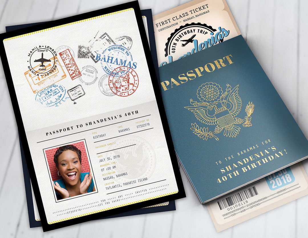 Passport and Ticket Birthday Invitation, Travel Birthday Party ...