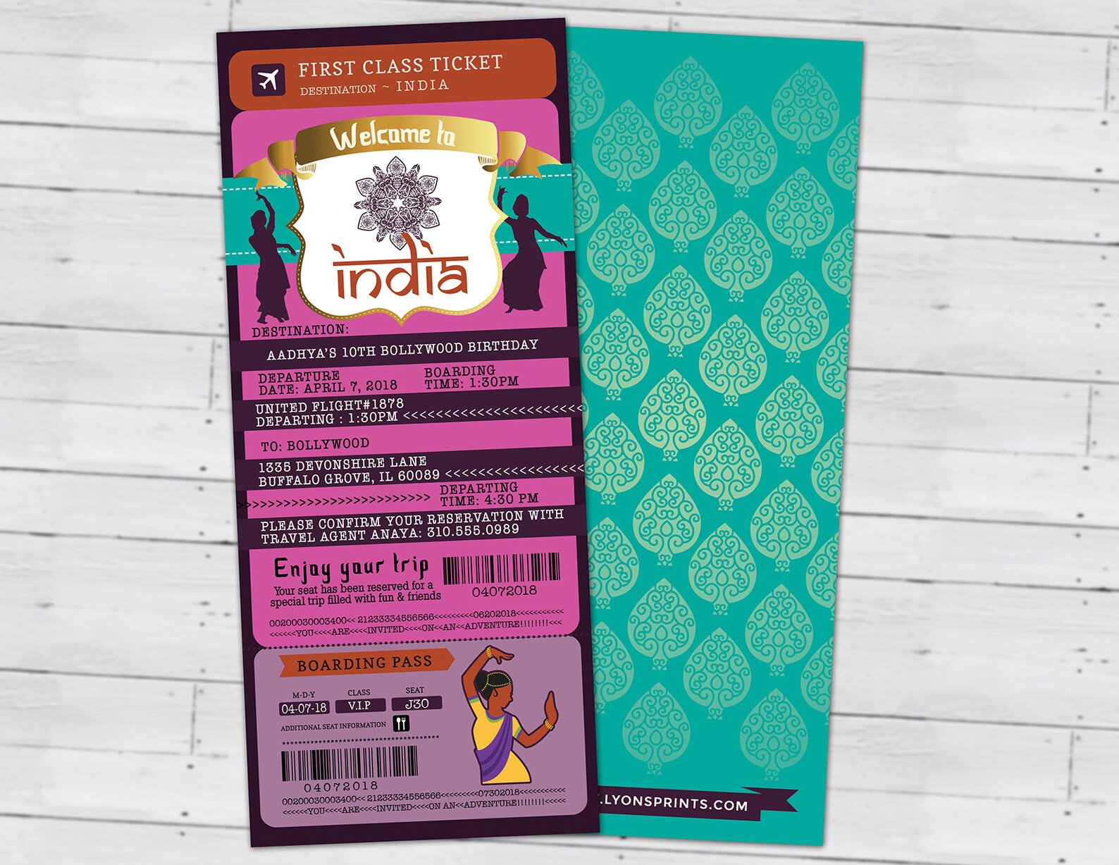 PASSPORT and TICKET Birthday Invitation, Bollywood- Travel Birthday ...